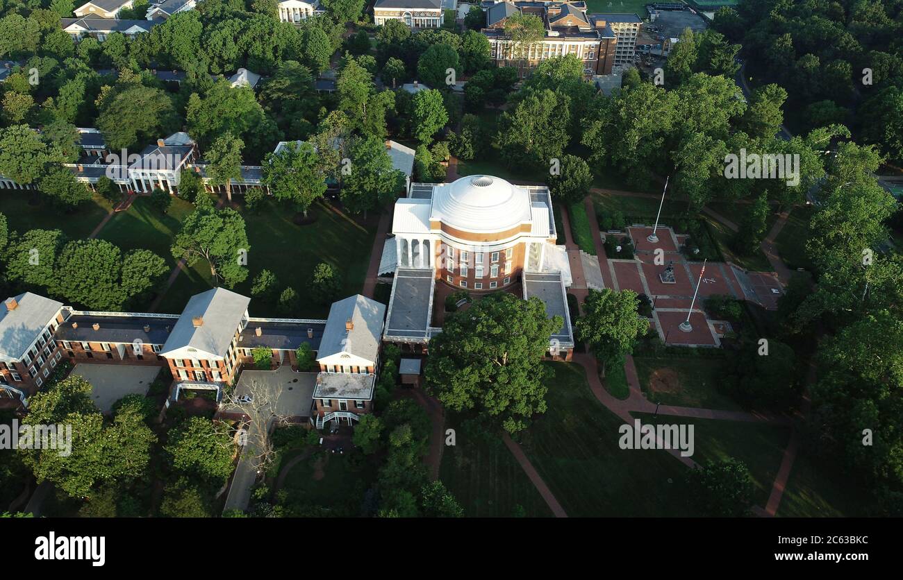 Aerial view of The Rotunda at the University of Virginia in ...