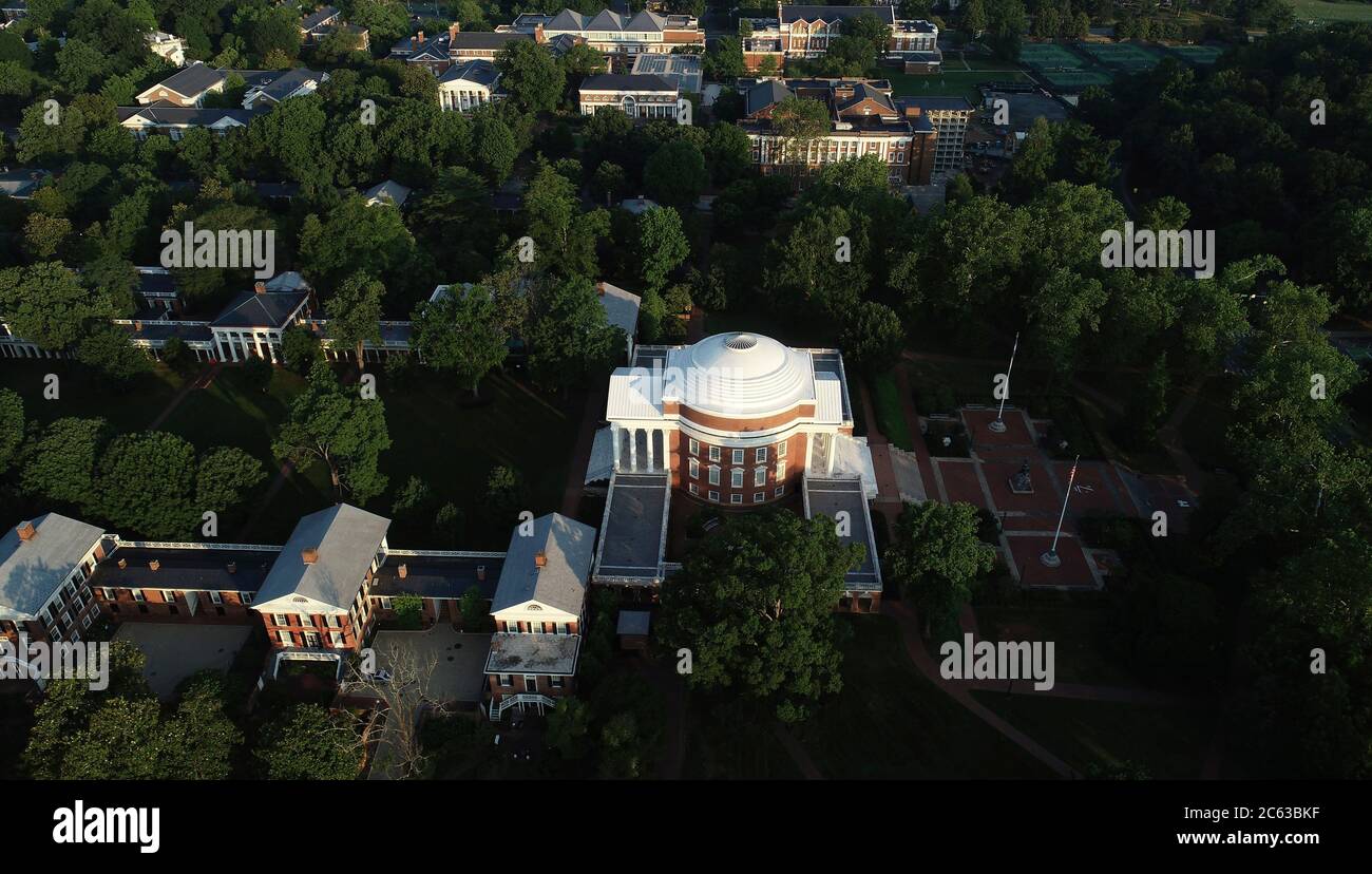 Aerial view of The Rotunda at the University of Virginia in ...