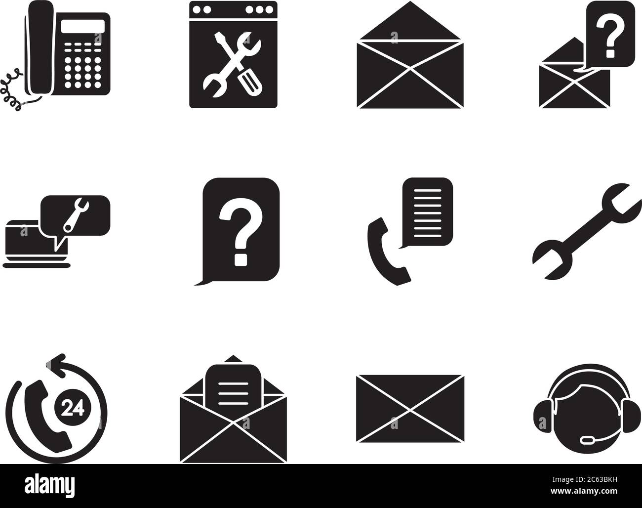 wrench tool and support service icon set over white background ...