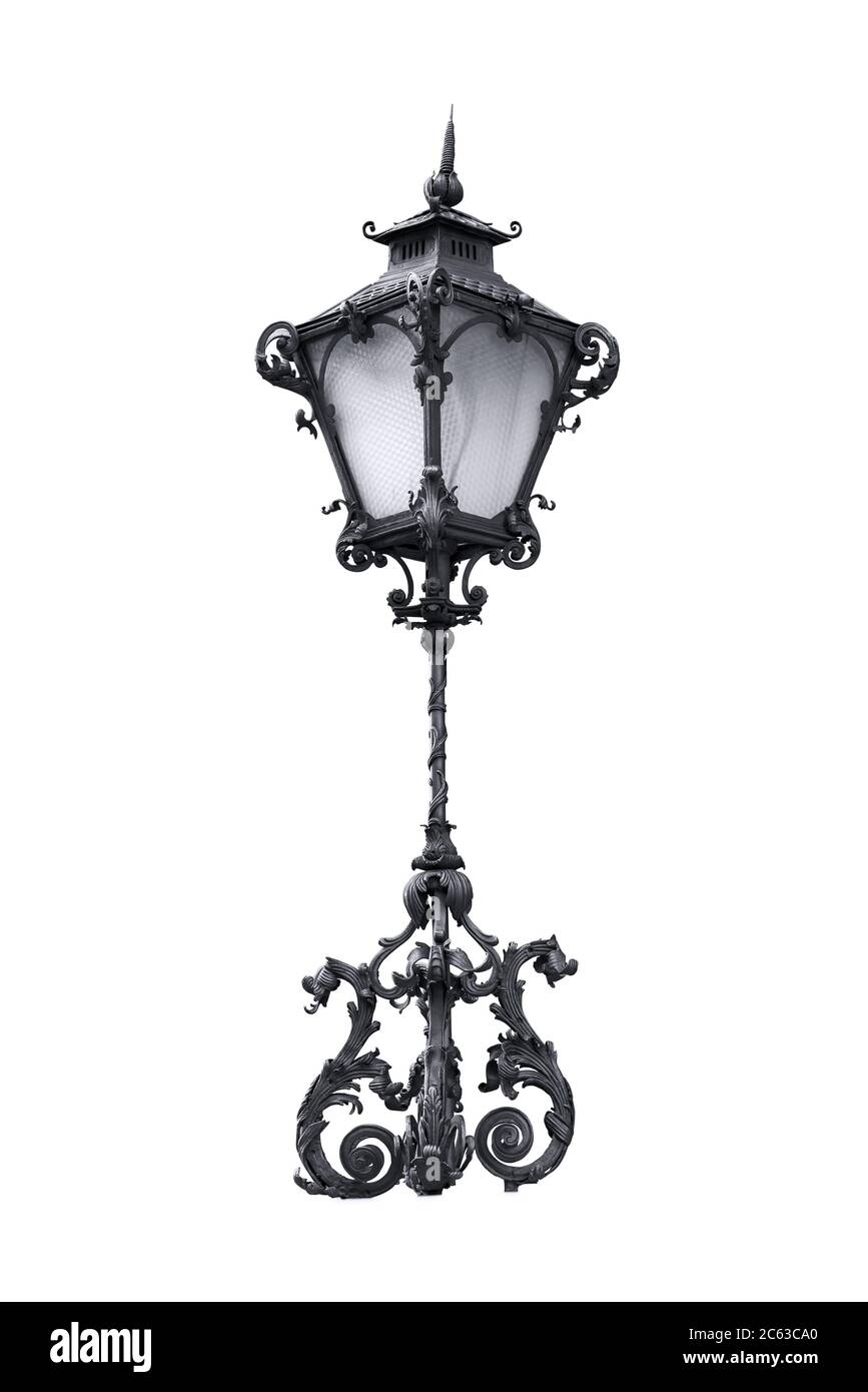 Decorative street lantern isolated on white background with clipping ...
