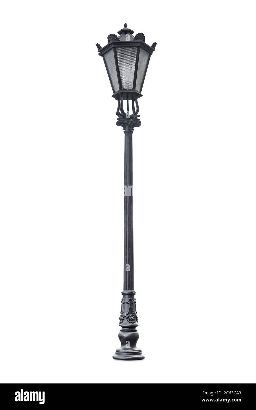 Decorative street lantern isolated on white background with clipping ...