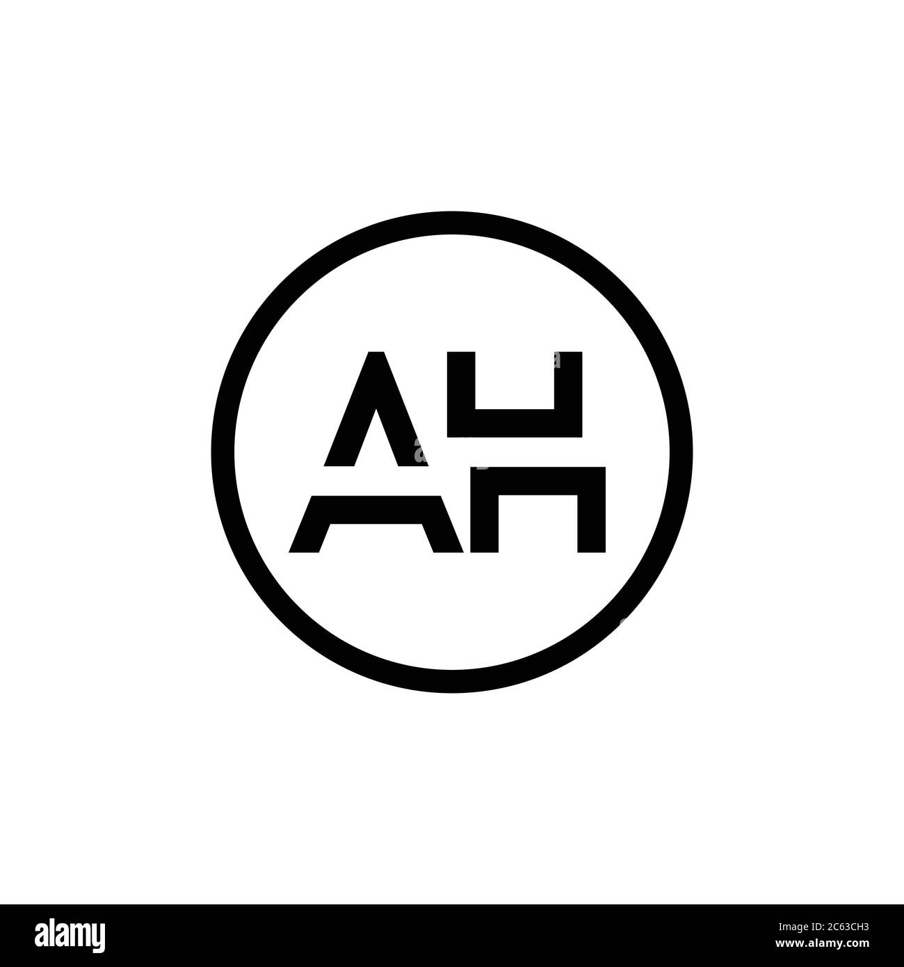 Logo and symbol design with alphabet ah and letters Black and White ...