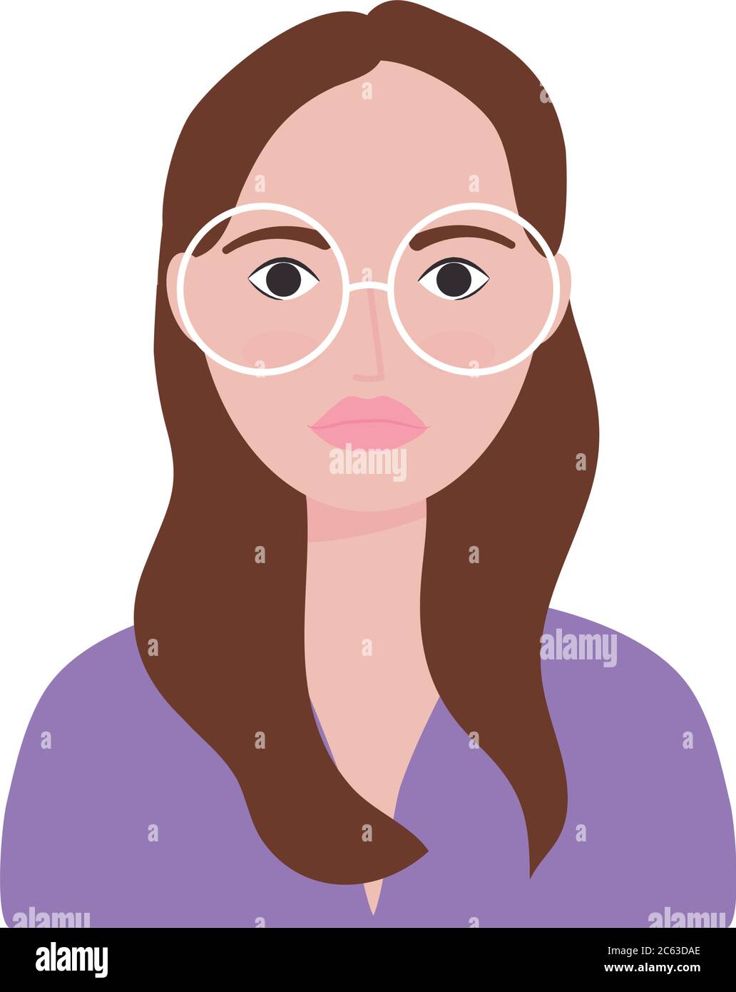 avatar girl with glasses over white background, flat style, vector ...
