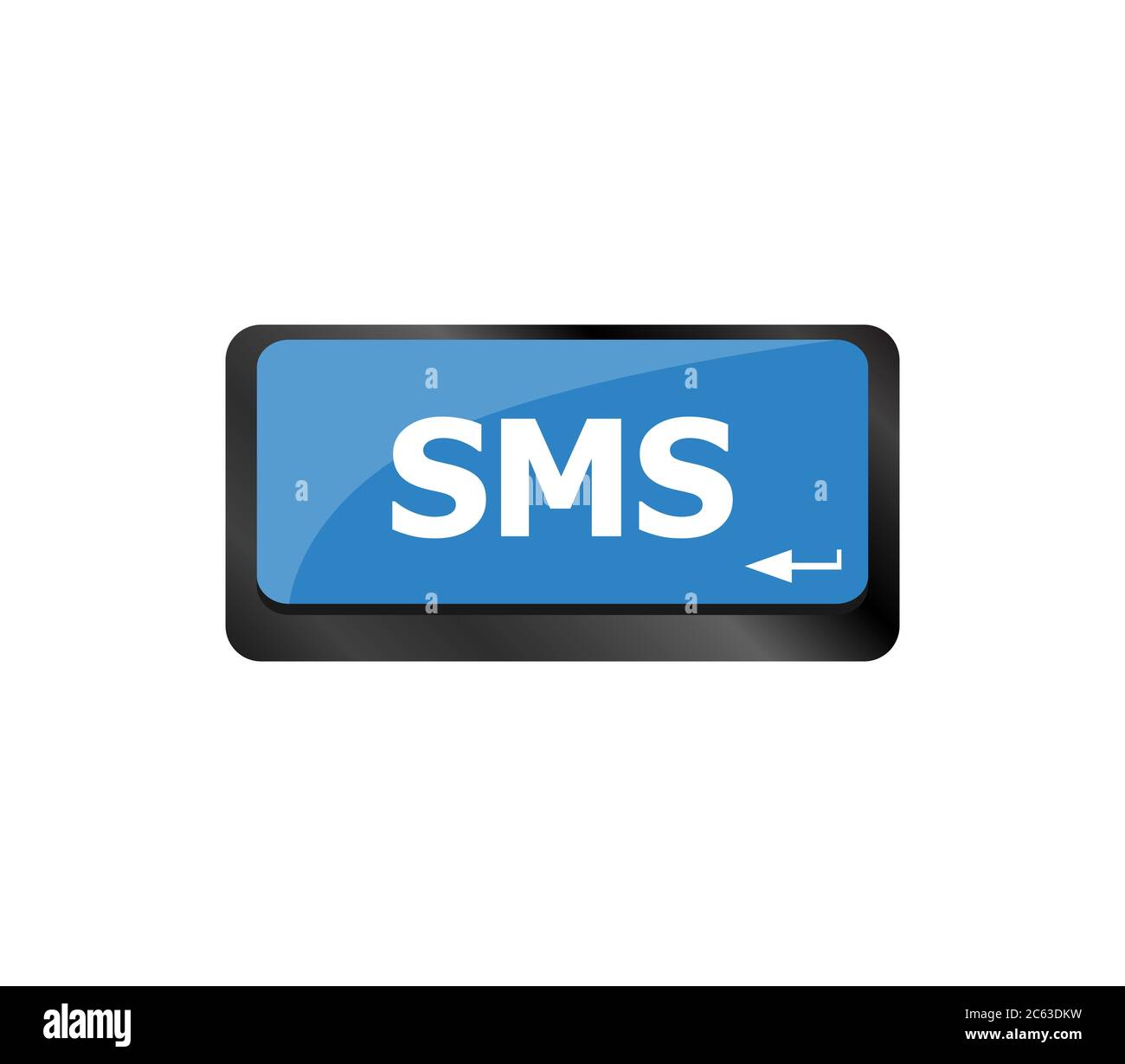 Marketing concept. computer keyboard with word SMS word on enter button ...