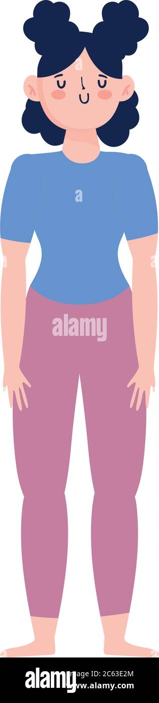 young woman character standing isolated design icon white background ...