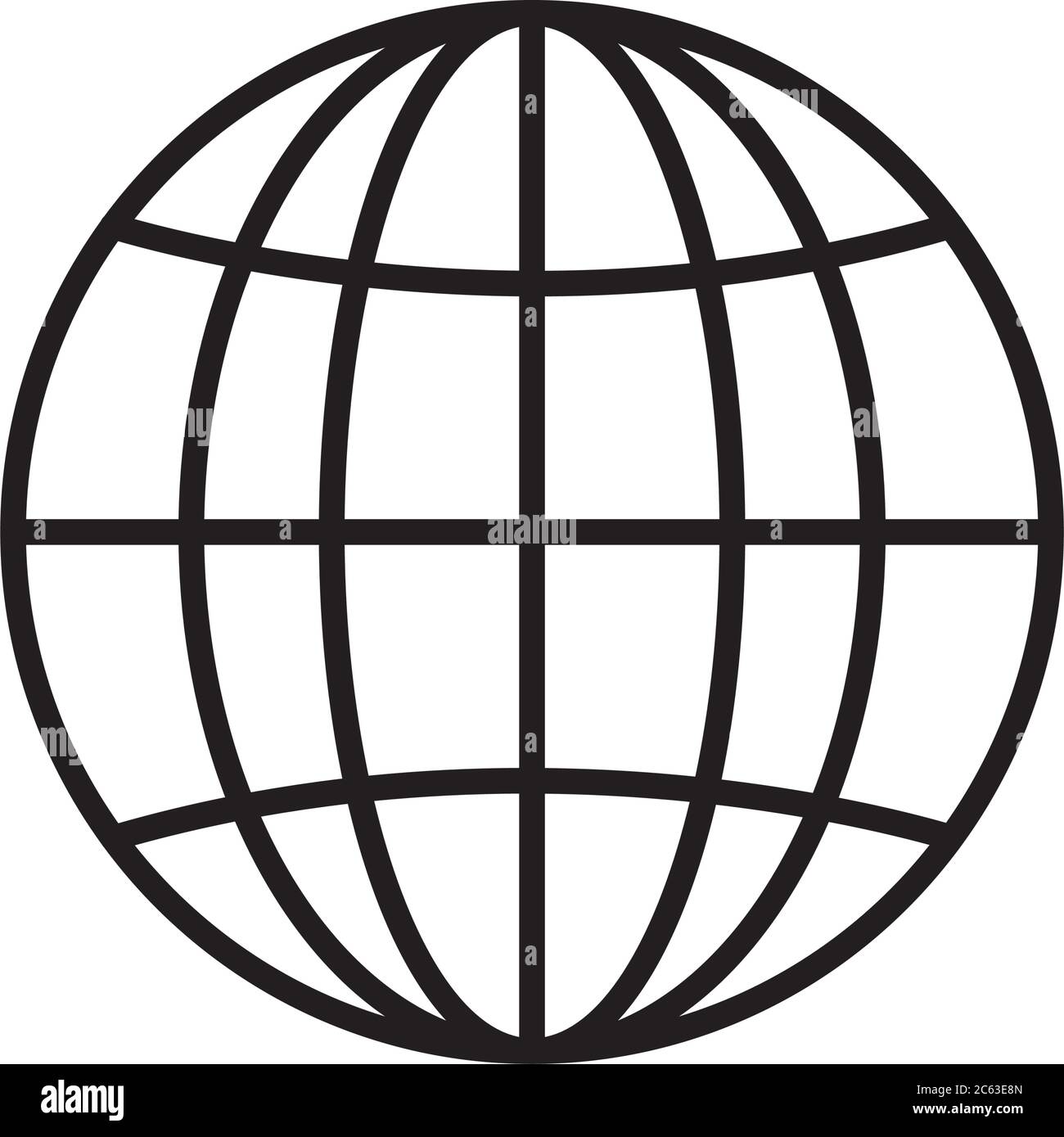 global network sphere icon over white background, line style, vector ...
