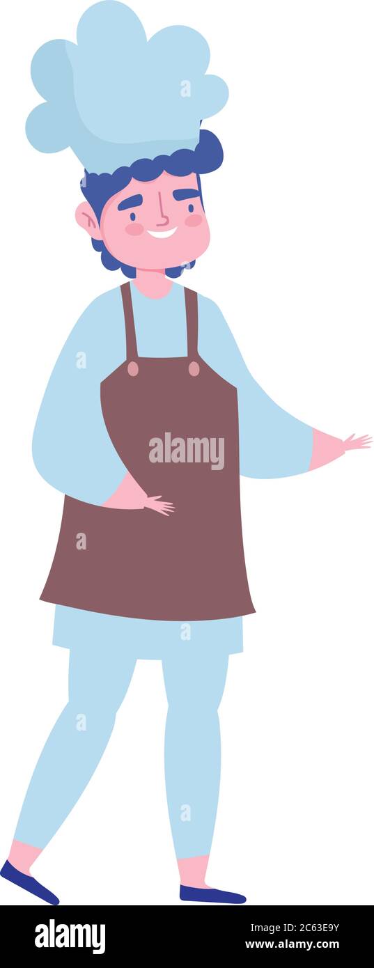 male chef with uniform character cartoon isolated design icon white ...