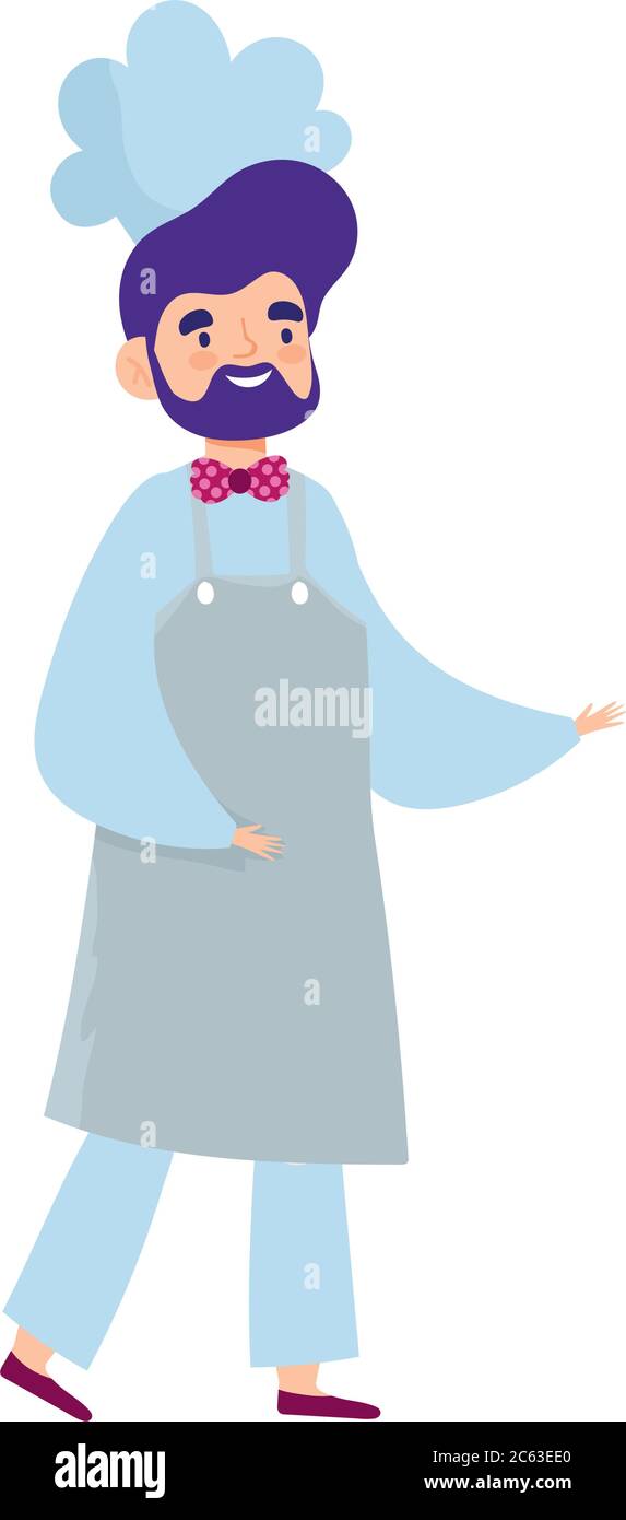 male chef with uniform character cartoon isolated design icon white ...