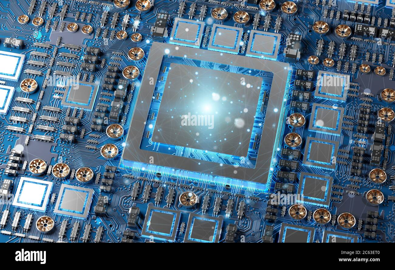 Close-up view of a modern GPU card with circuit and connections Stock ...