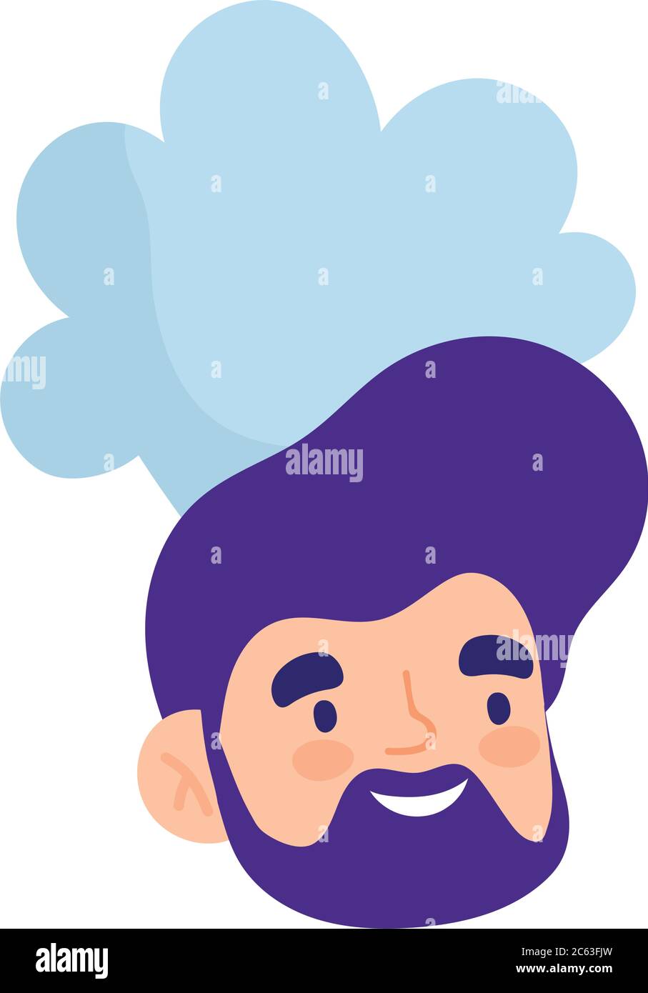 male chef face character with hat isolated design icon white background ...