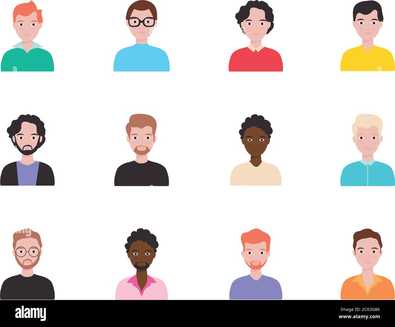 cartoon men icon set over white background, flat style, vector ...