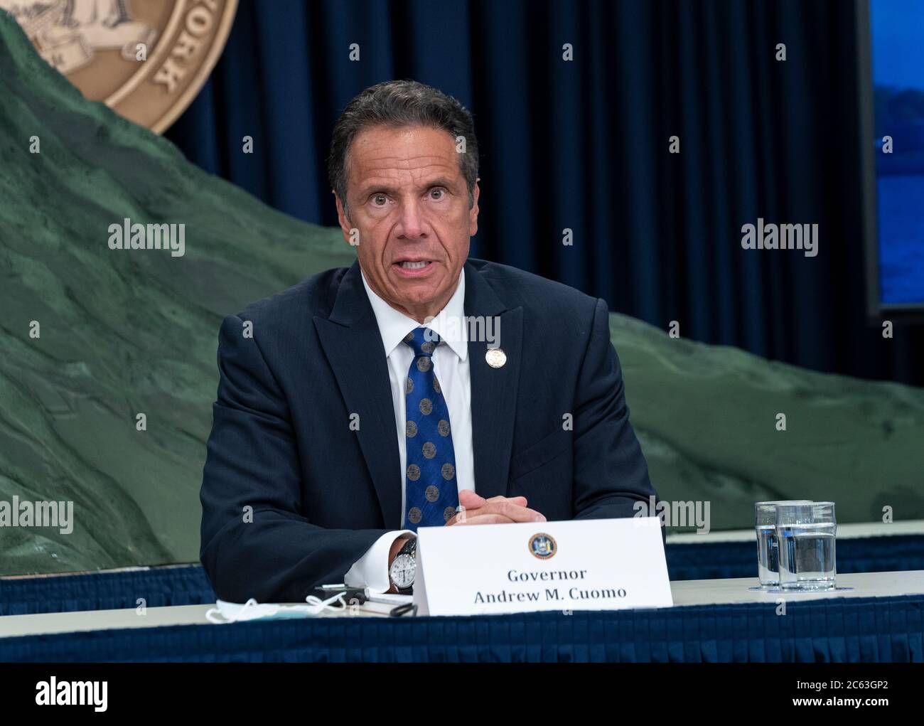 New York, NY - July 6, 2020: NYS Governor Andrew Cuomo makes an ...