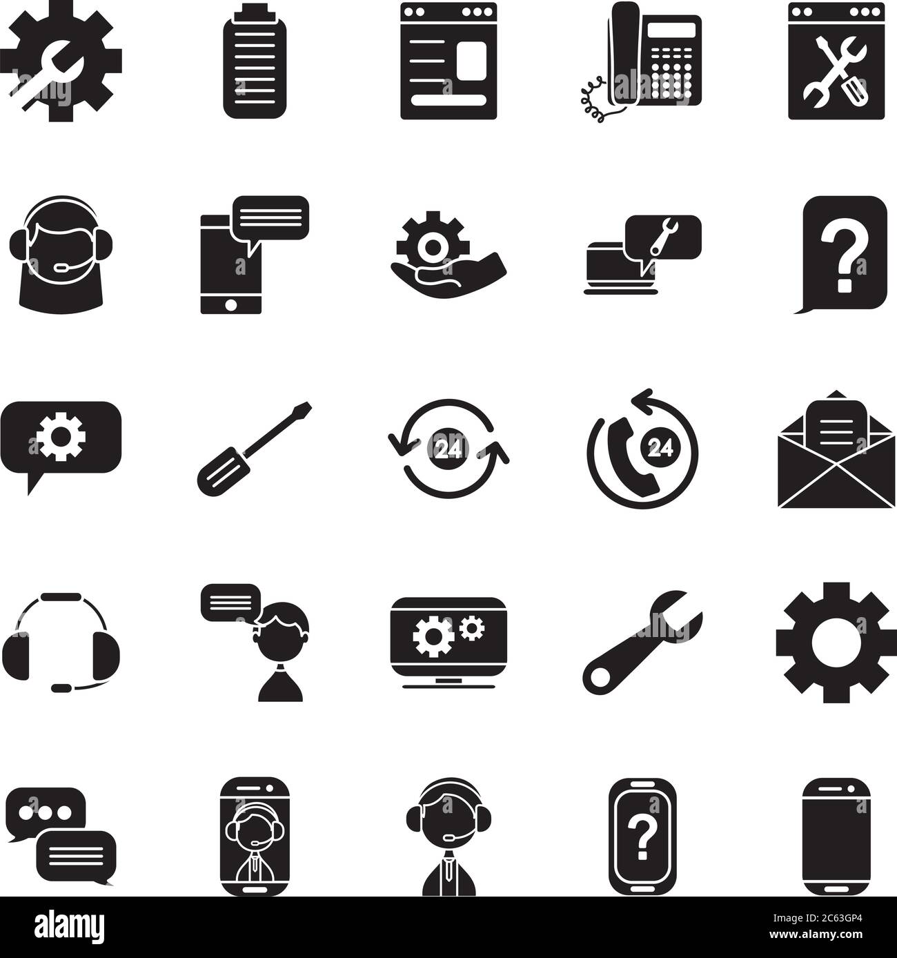 clipboard and support service icon set over white background ...