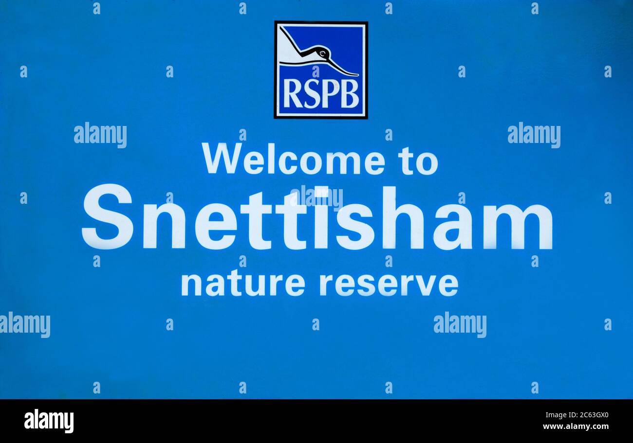 Snettisham Nature Reserve, sign, RSPB, Norfolk, England, UK Stock Photo ...
