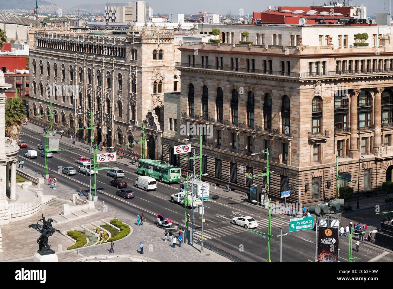 Aerial view of downtown Mexico City with several famous landmarks Stock ...