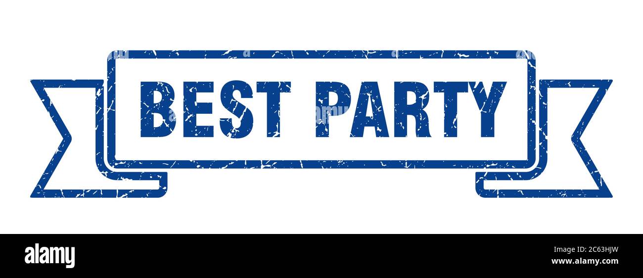best party ribbon. best party grunge band sign. best party banner Stock ...