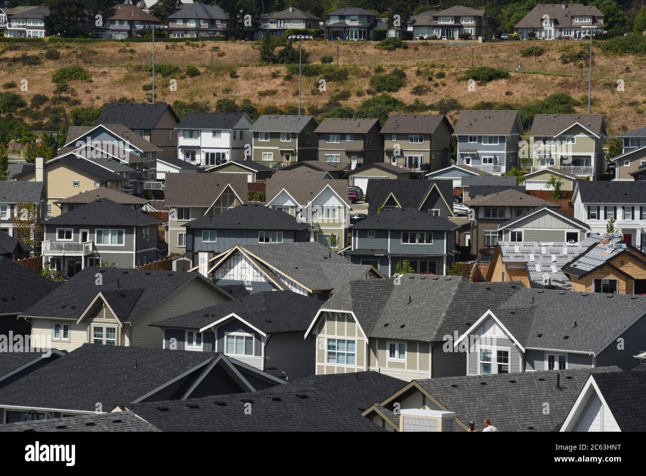 Houses crowd the streets of the Royal Bay development in Colwood ...