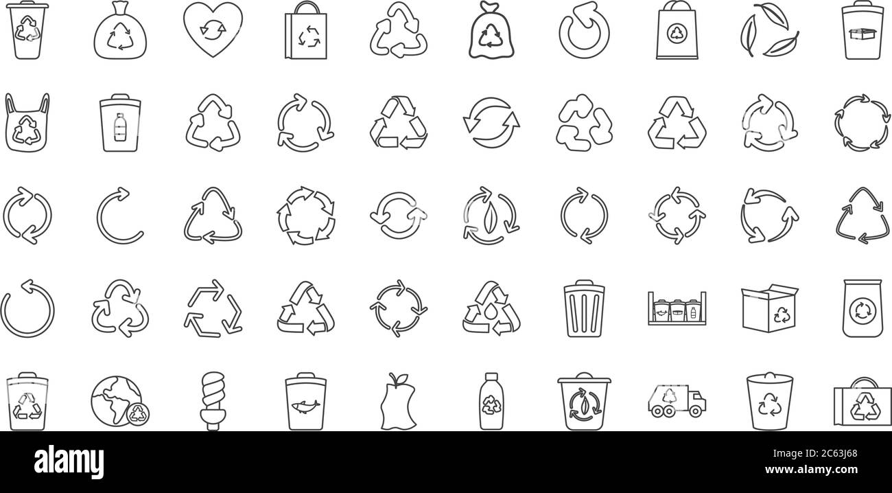 recycle icon set over white background, line style, vector illustration ...
