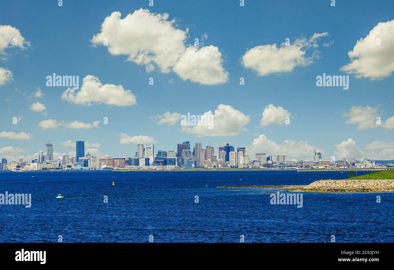 Boston Skyline from Across Harbor Stock Photo - Alamy