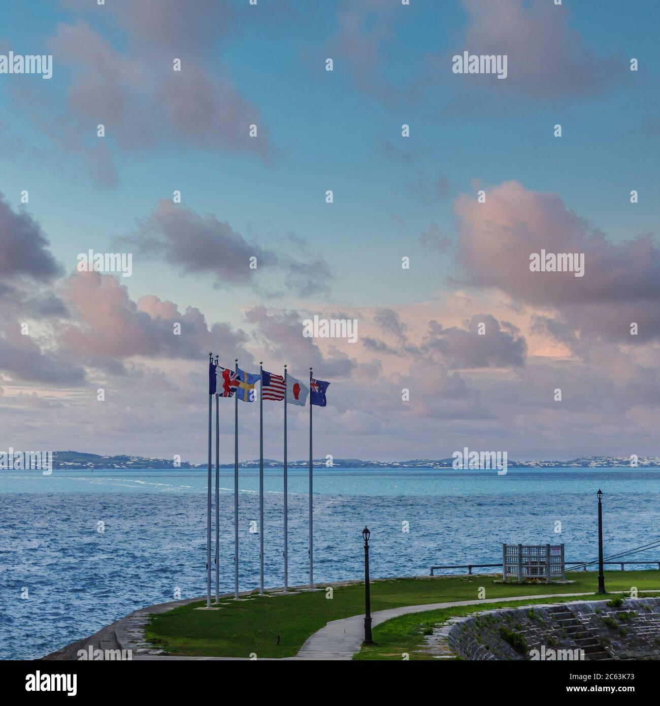 Five Flags on Bermuda Coast Stock Photo - Alamy