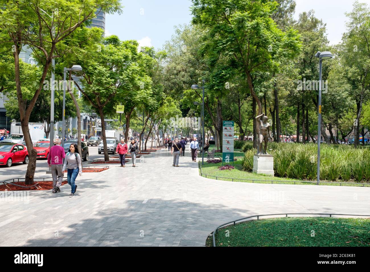 The famous Alameda Central park in the historical center of Mexico City ...