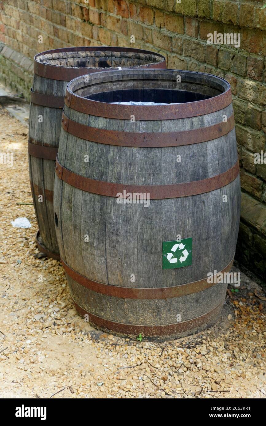 Williamsburg, Virginia, U.S.A - June 30, 2020 - A brown barrel for ...