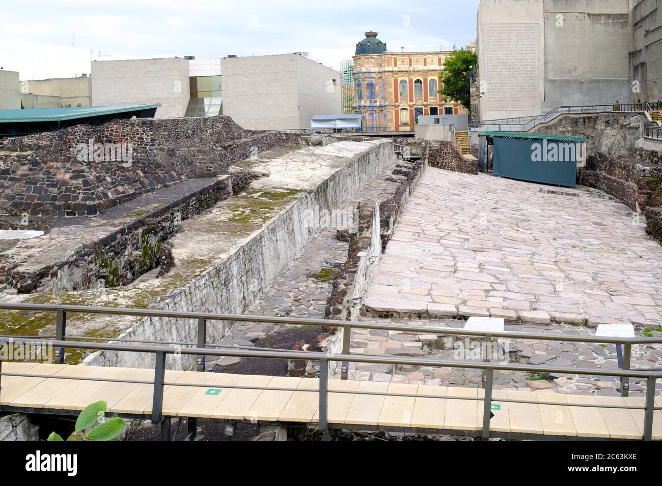 Pre-hispanic ruins of the aztec city of Tenochtitlan situated on the ...
