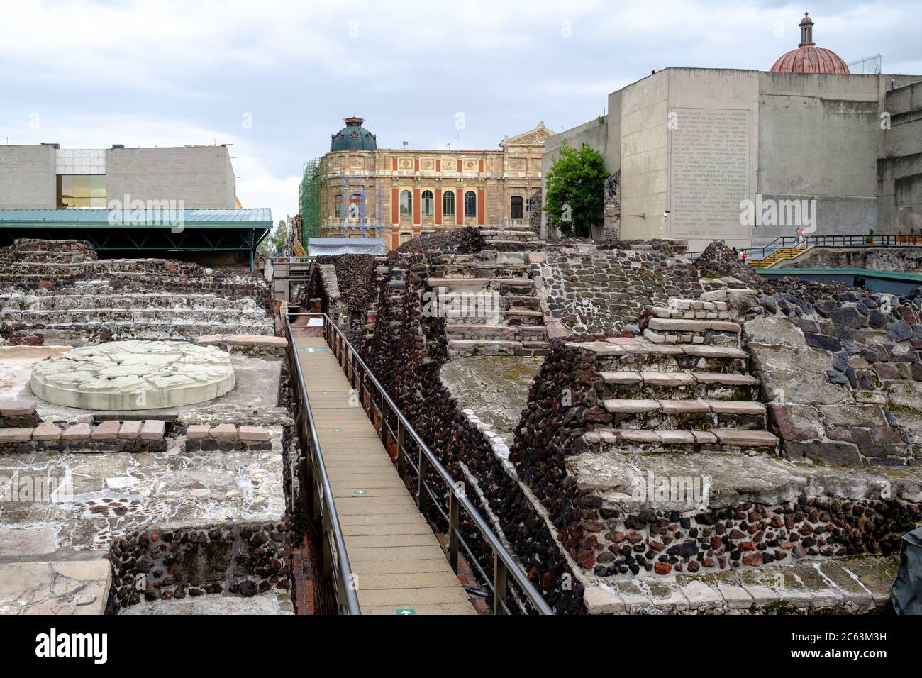 Pre-hispanic ruins of the aztec city of Tenochtitlan situated on the ...
