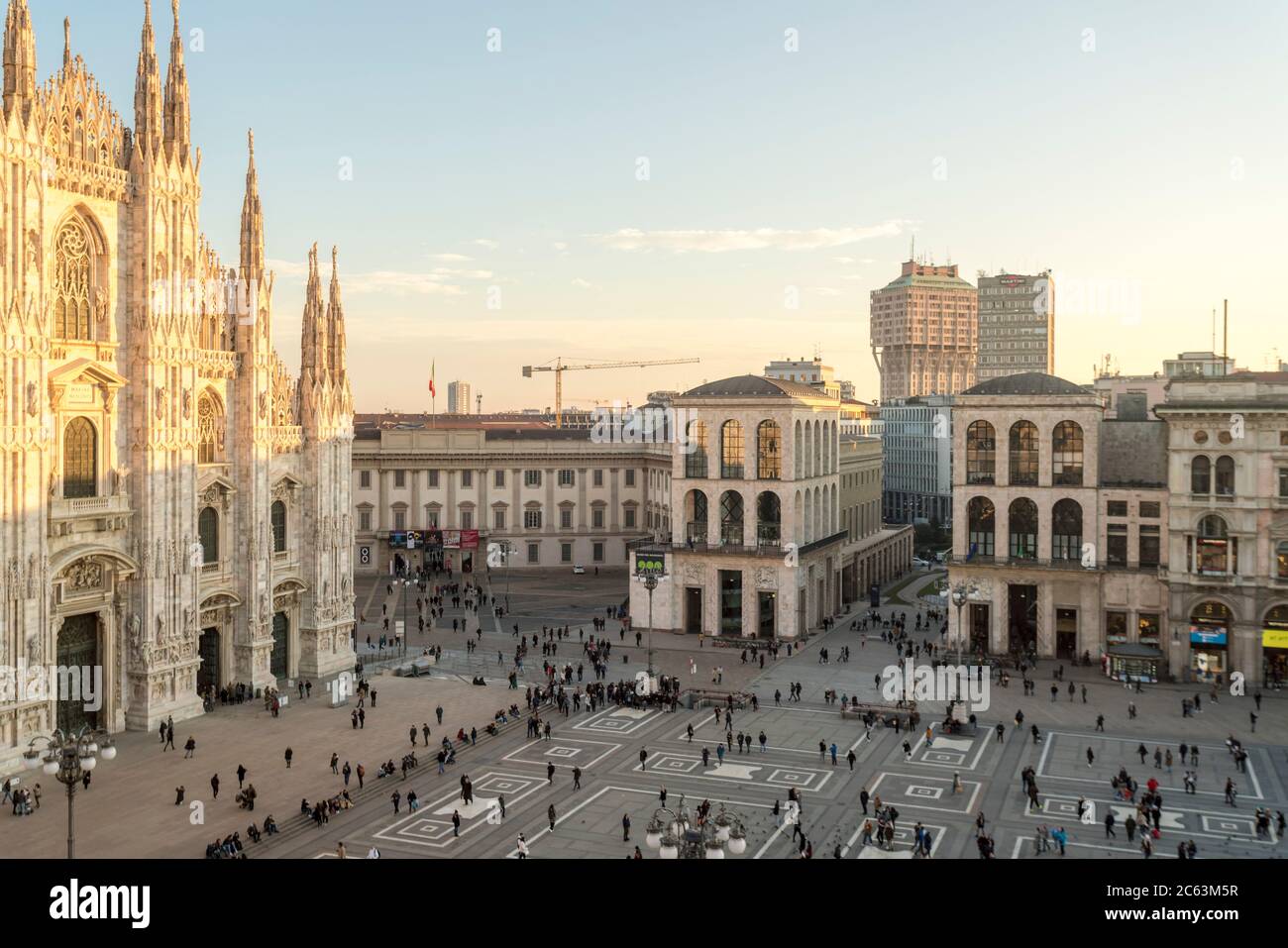the Cathedral Square (Doumo) in Milan seen from the Galleria Vittorio ...