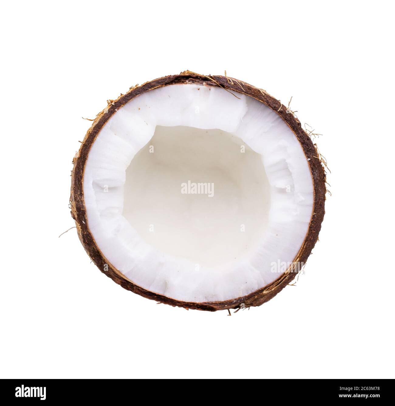 Coconut. Half coconut isolated on white background. View from above ...