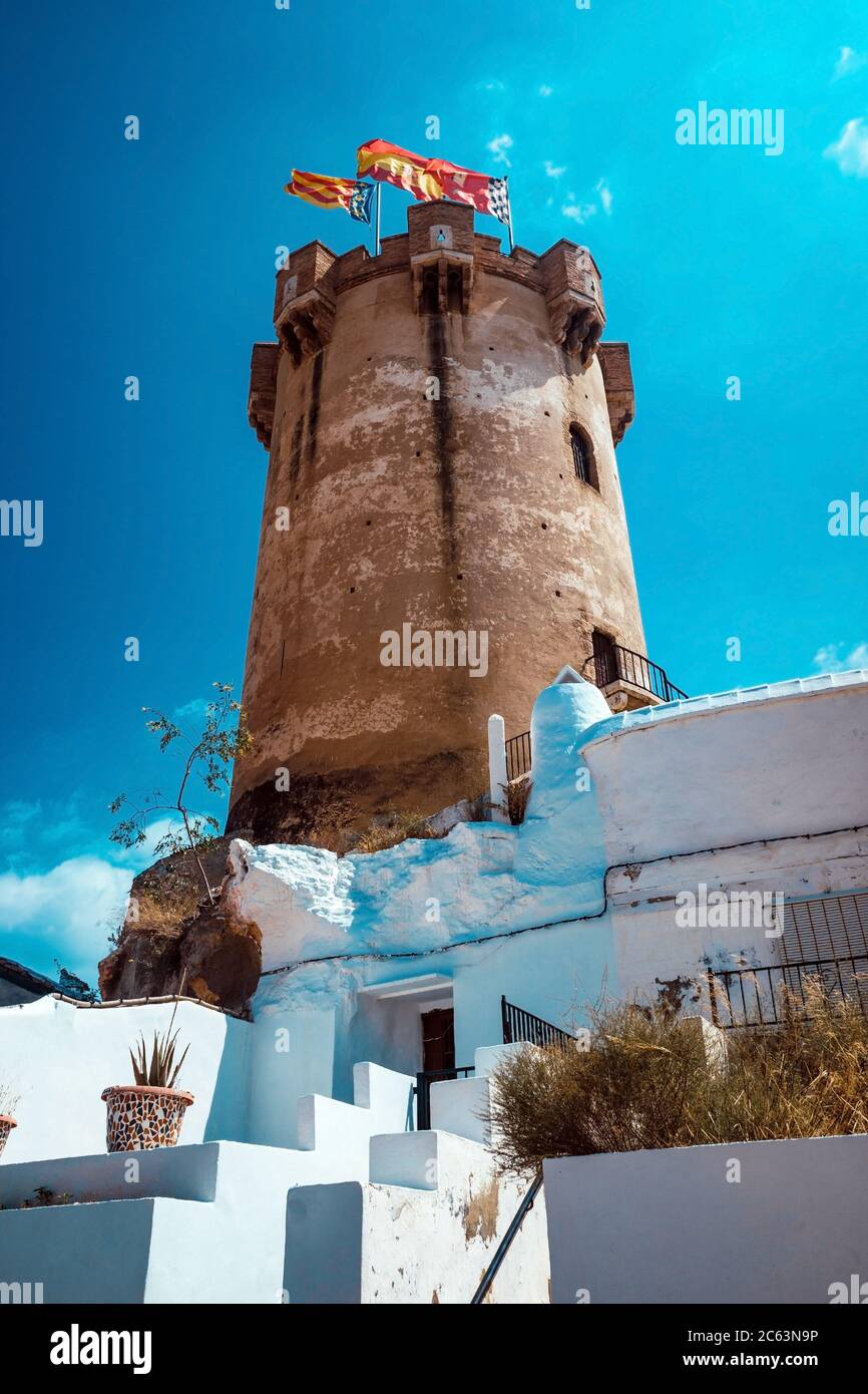 Valencia, Spain - June 6, 2020: Ancient Arab defensive tower located in ...