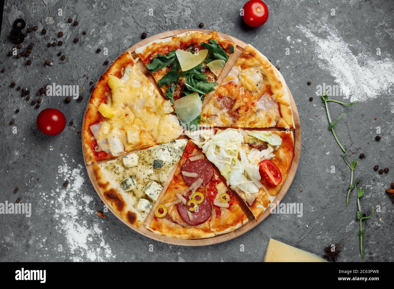 six slices of pizza folded into one Stock Photo - Alamy