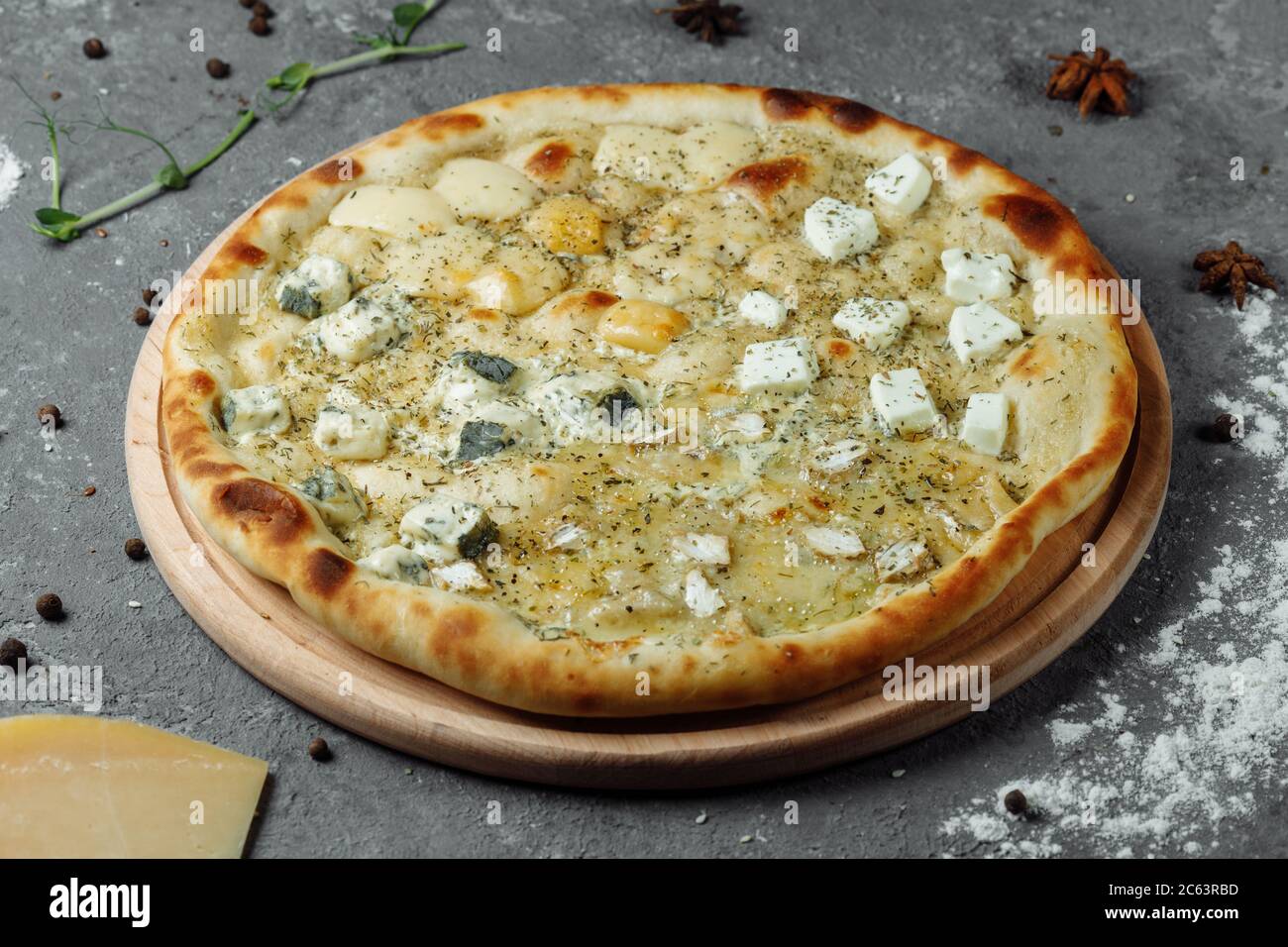 Four cheese pizza hi-res stock photography and images - Alamy