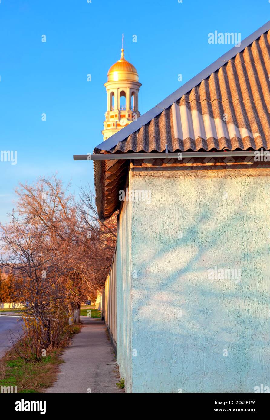 Slate roof and golden church dome at background Stock Photo - Alamy