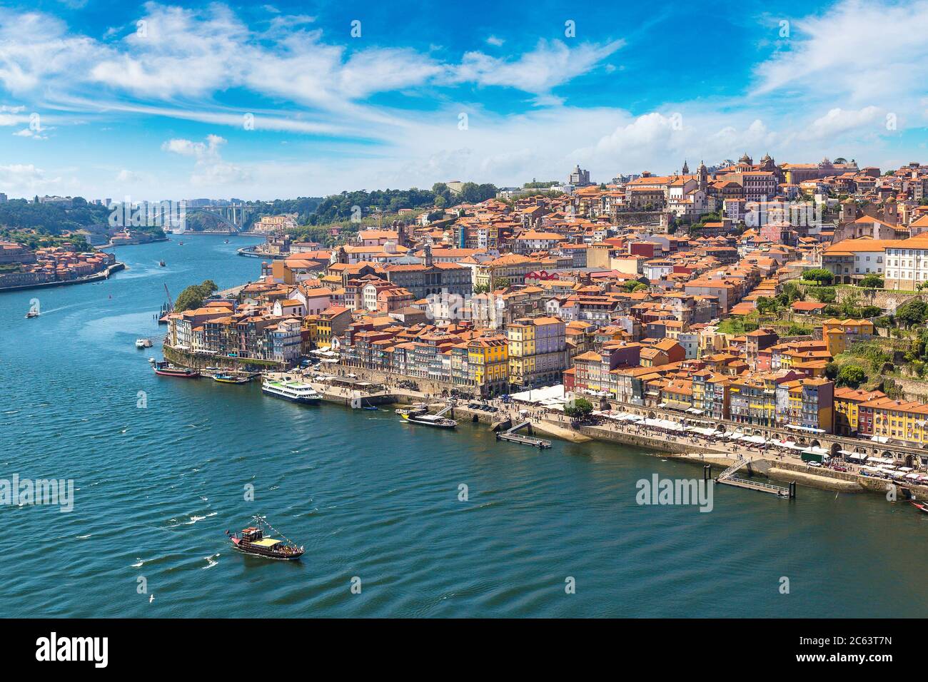 Panoramic aerial view of Porto in a beautiful summer day, Portugal ...