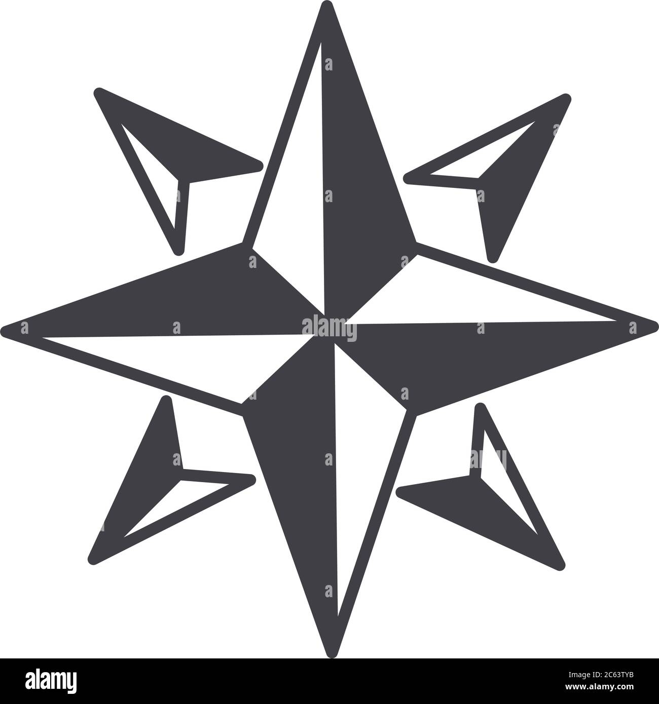 compass rose navigation cartography equipment vector illustration line ...