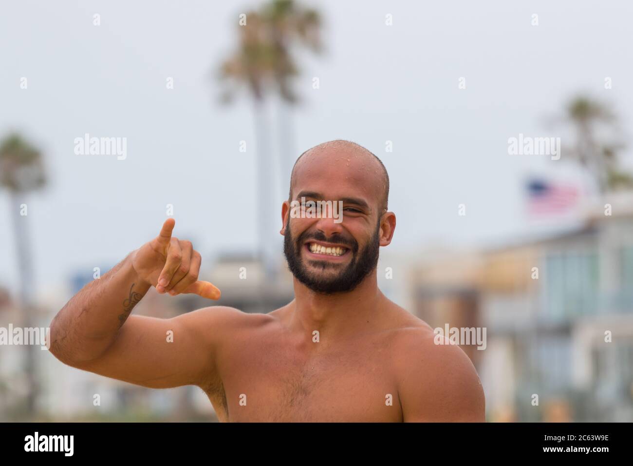 World famous bodysurfer and waterman Kalani Lattanzi at The Wedge ...