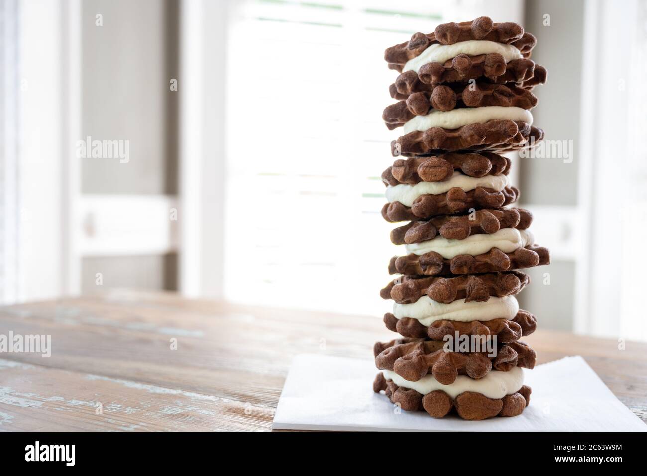 Ice Cream Sandwich Column With Large Copy Space to left Stock Photo - Alamy