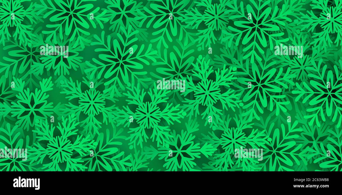 Green background with large green snowflakes. Vector illustration Stock ...