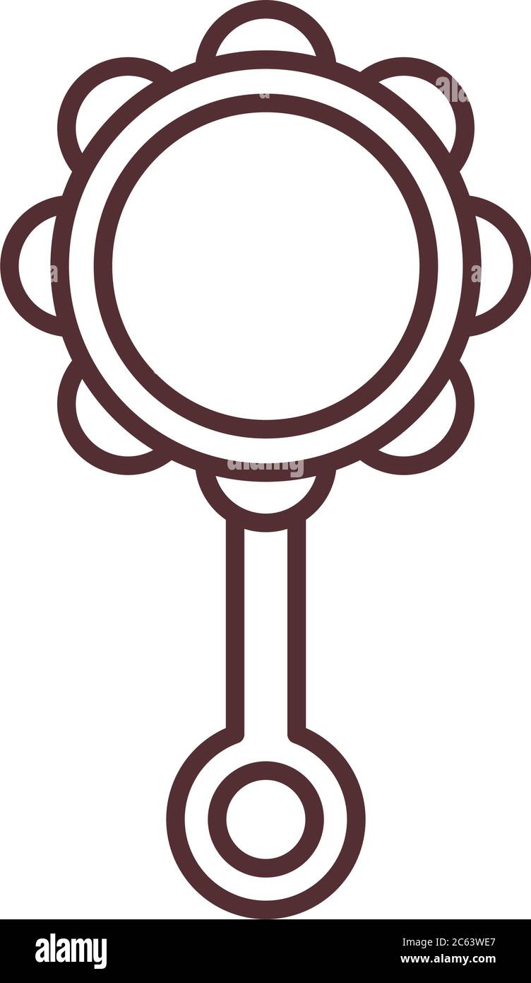 baby rattle toy, object newborn template line design icon vector ...