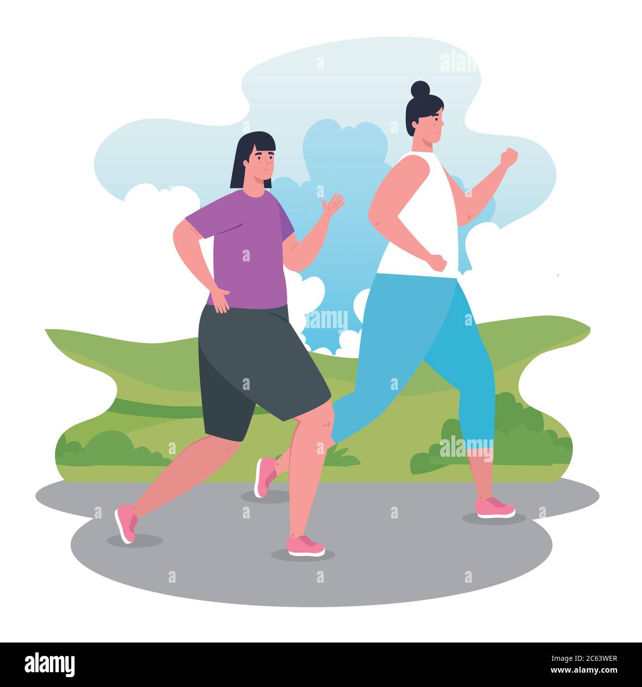 women marathoners running sportive, group female running, competition ...