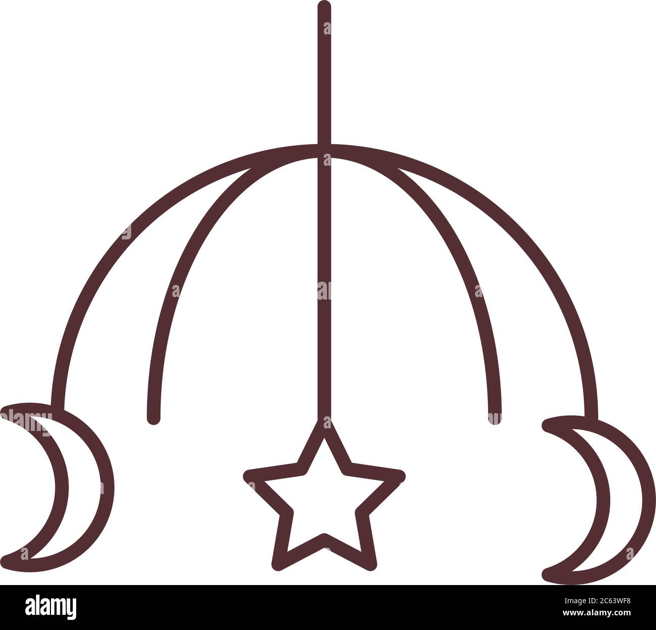 baby crib mobile toy, object newborn template line design icon vector ...