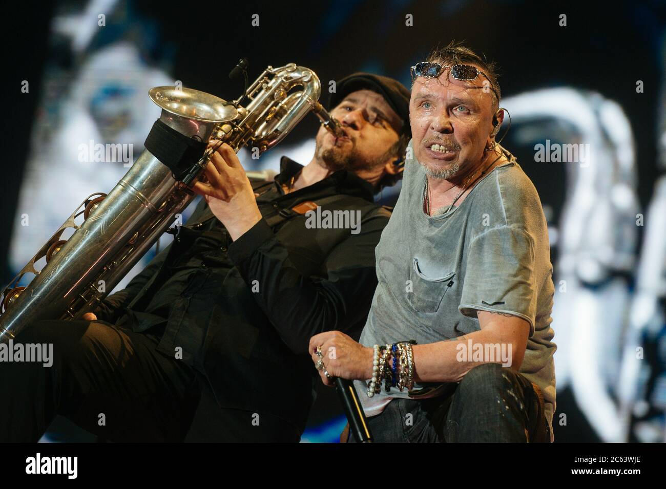 July 4, 2020. - Russia, Moscow Region. - Concert of singer Garik ...