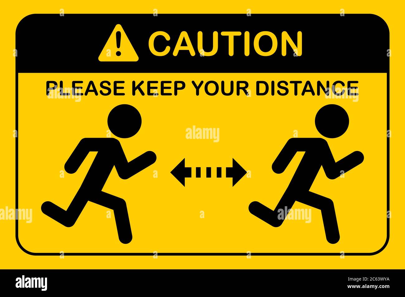 Caution social distancing icon sport.People running outdoor in city ...