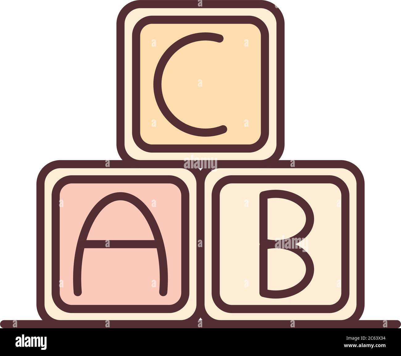 baby alphabet cubes learn toy, object newborn template line and fill ...