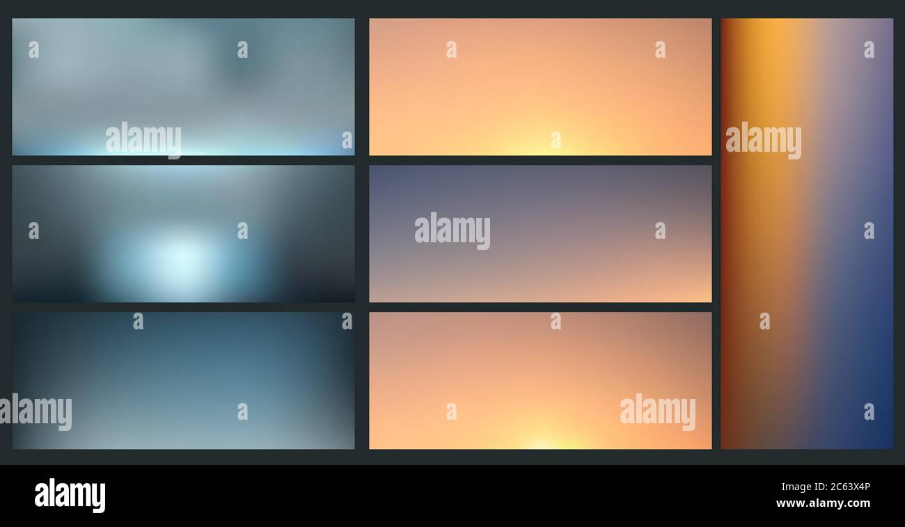 Set of natural color gradients. Sunrise and sunset, beach sand. Water ...