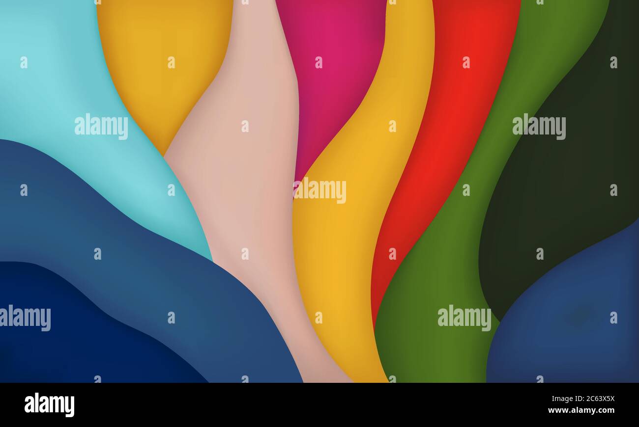 Horizontal abstract background, multi-colored cutting. Colored wavy ...