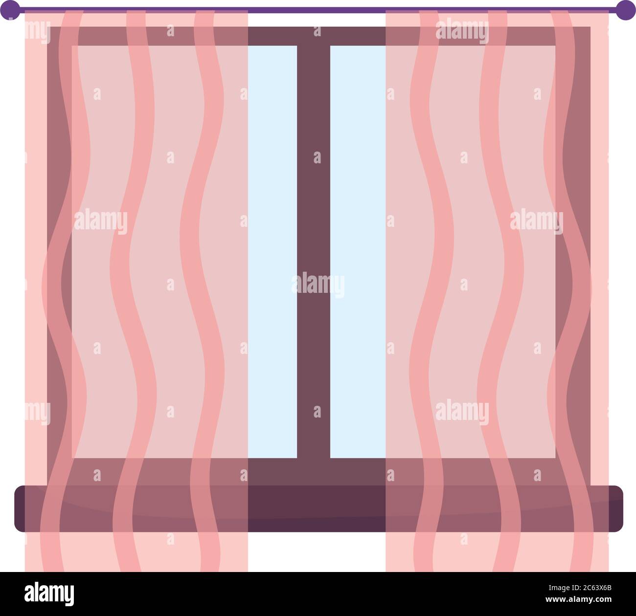 window with curtains decoration interior isolated design icon white ...