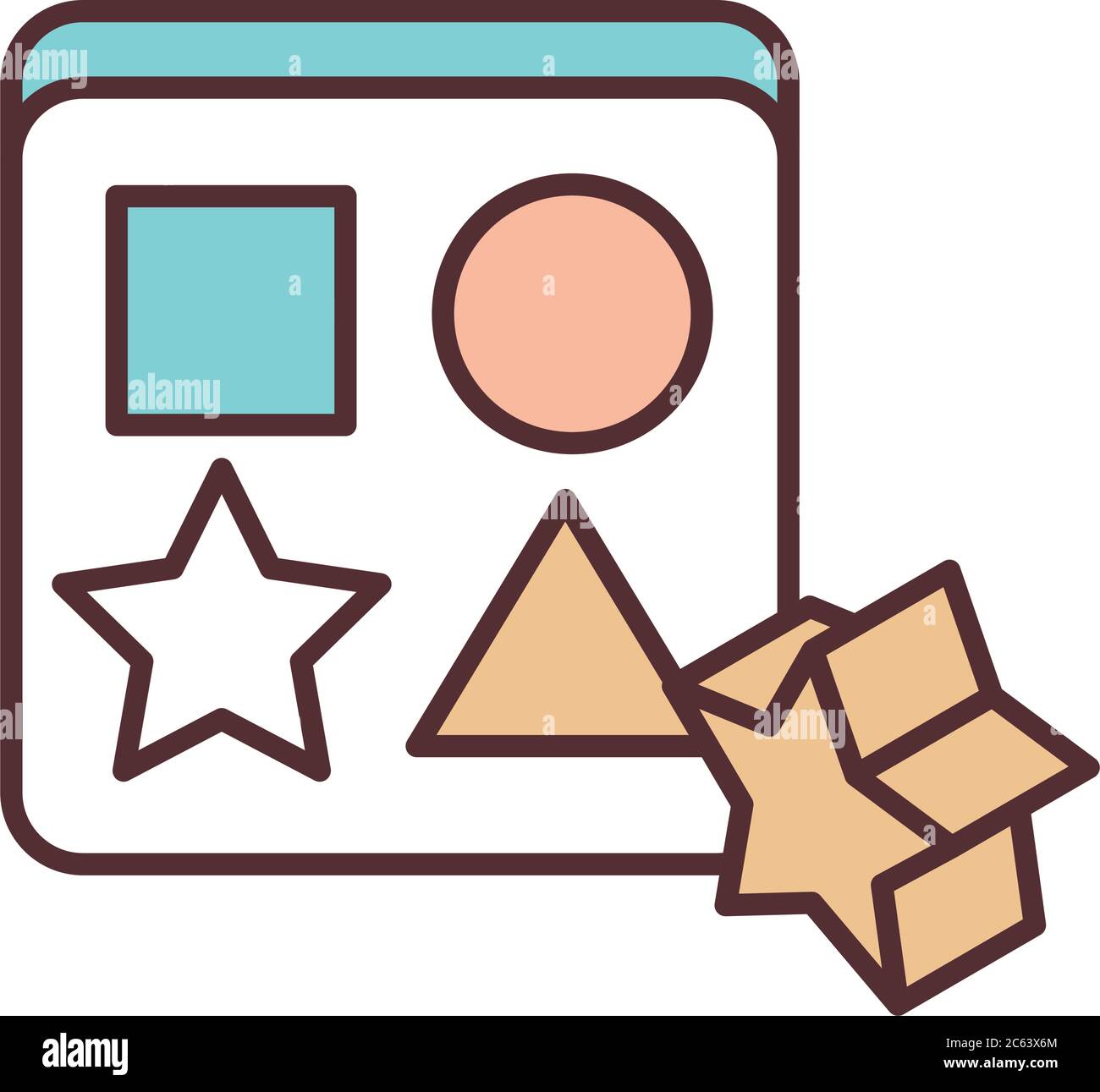 baby toy geometric figures, object newborn template line and fill ...