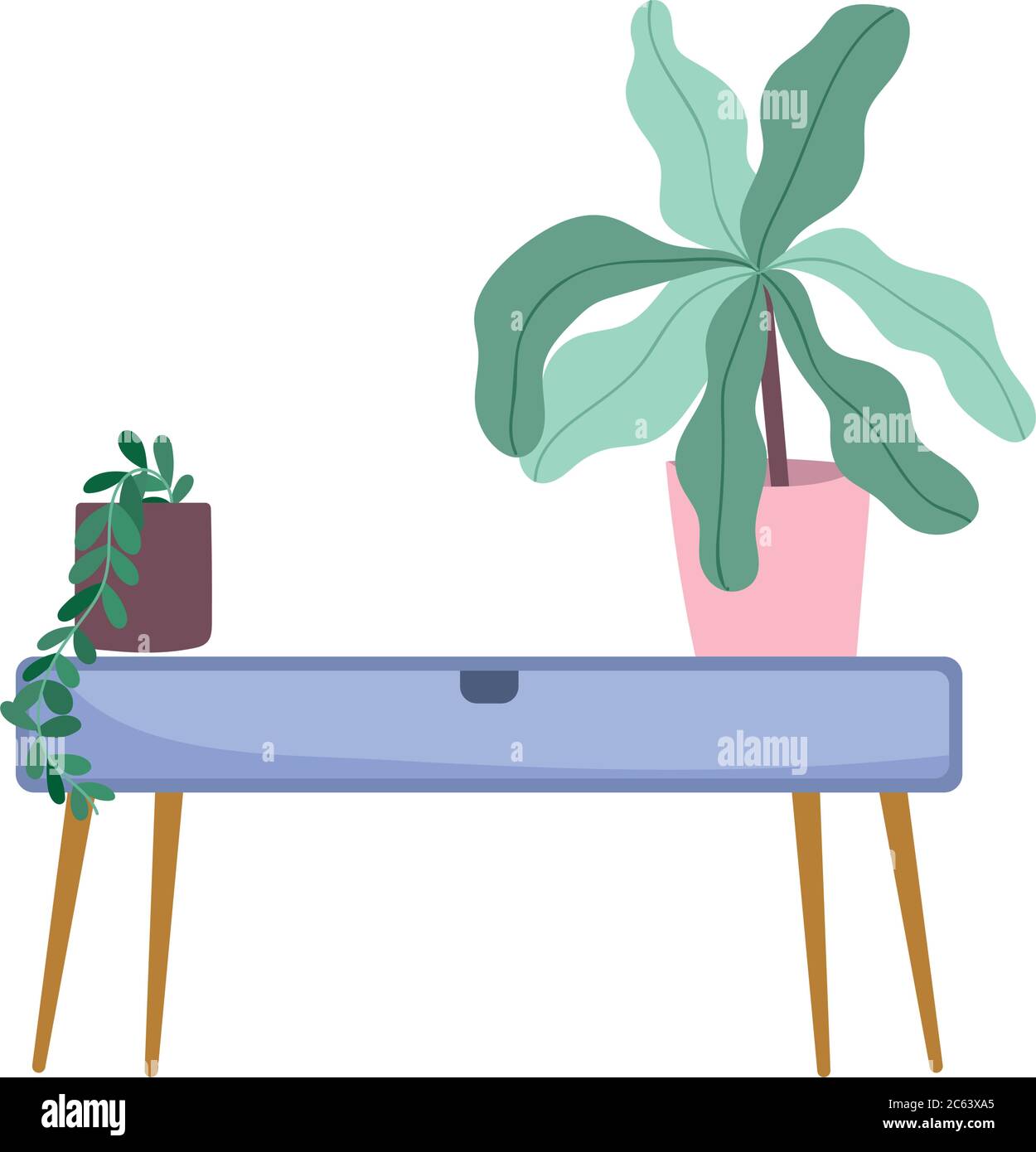 potted plants on wooden table decoration isolated design icon white ...